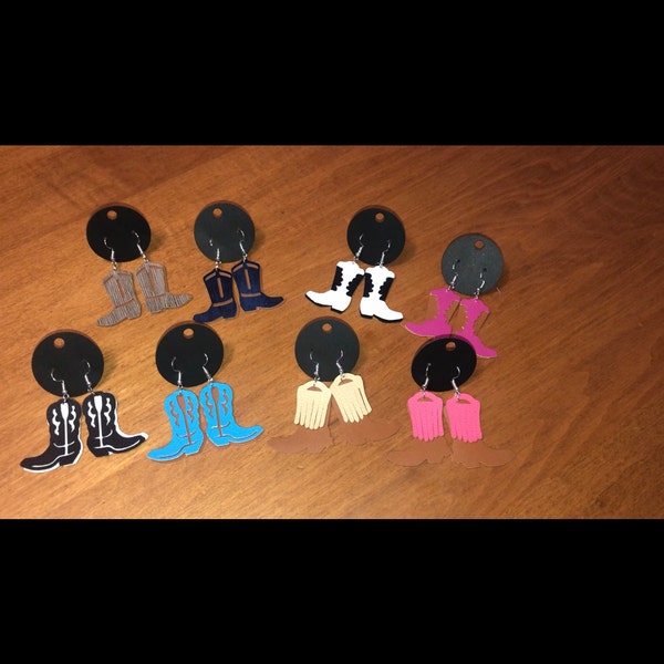 Cowgirl Boot Earring SVG | Faux Leather Earring Templates | Texas Boho ...