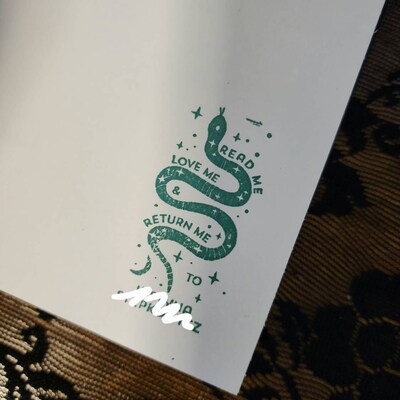 Snake Library Stamp, Custom Self Inking Ex Libris Stamp, Book Plate ...