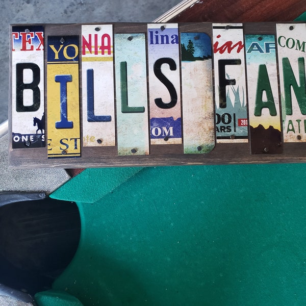 Buffalo Bills Fan Handmade Wood Sign With Metal License Plate Strips ...