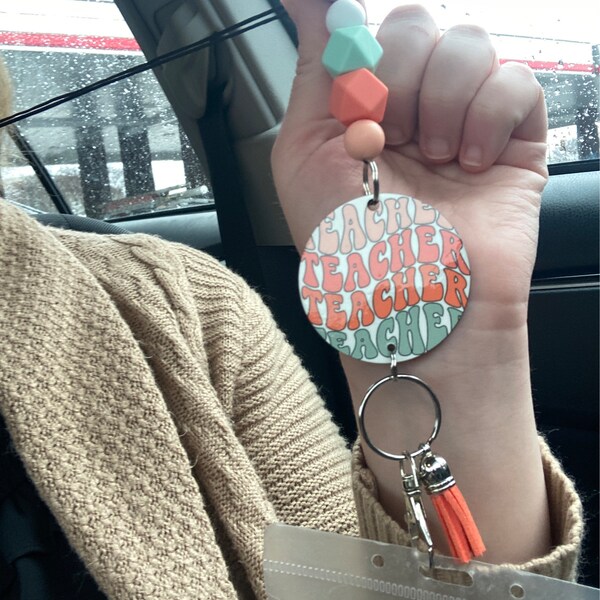 Boho Smiley Face Lanyard / Retro Happy Face / Groovy Smile Lanyard ...