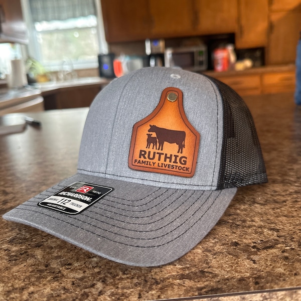 Richardson 112 Leather Patch Hat, Cattle Cow Tags, American Flag Cow ...
