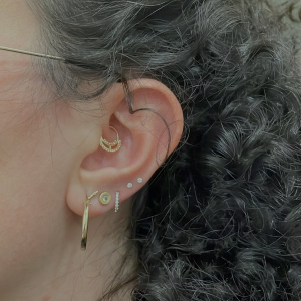 14k Solid Yellow Gold Ultimate Rook Piercing Hoop Ring..18g..7mm..1.2mm ...