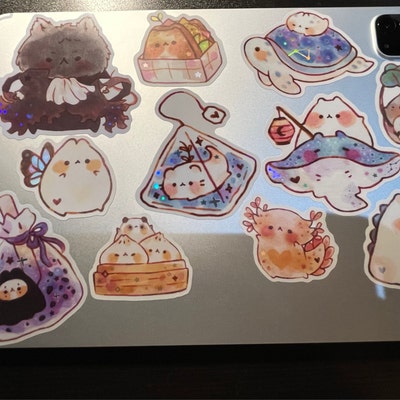 Cute Animal Foodies Stickers/ Matte/ Holographic/ Die Cut Stickers ...