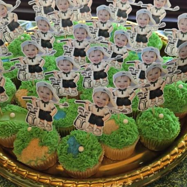 Golf Personalized Face Cupcake Toppers, Golf Party, Digital File - Etsy