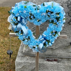 Red Open Heart Cemetery Wreath, Red Roses, Wreath, Sympathy Wreath ...