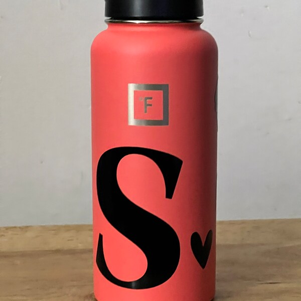 Monogram Letter Sticker, Monogram With Heart, Initial Sticker, Water ...