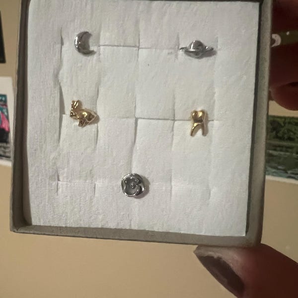 Tiny Birth Month Flower Threadless Flat Back Earring, 20,18,16ga, 5 ...