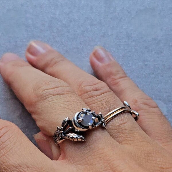 Natürlicher Amethyst Ring, 925 Sterling Silber Ring, Solitär Ring ...