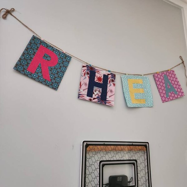 Custom Fabric Chipboard Banner Strung With Twine~custom Name Banner ...