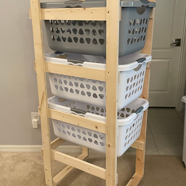 2 Tier Laundry Basket Holder - Etsy