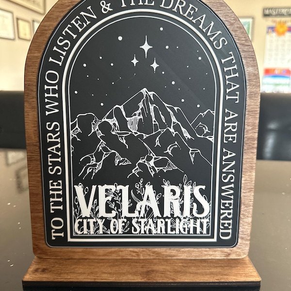 Velaris City of Starlight Acotar Bookshelf Sign Wooden Shelf Sitter ...