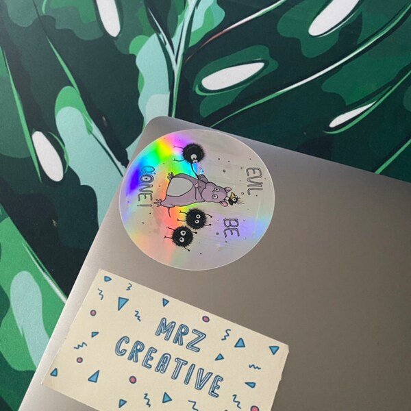 Spirited Away Evil Be Gone Holographic Sticker 3x3 In - Etsy