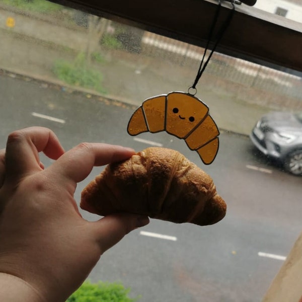 Stained Glass Croissant Hanging Decoration - Etsy