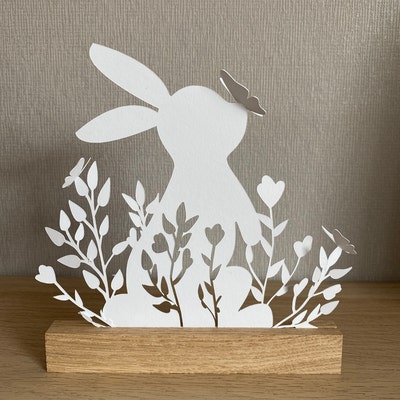 Plotterdatei SVG, DXF, PNG Hase in Blumen aus Papier zum selber basteln ...