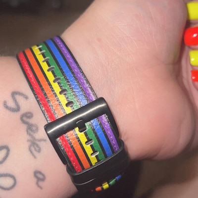 Black and Rainbow Striped LGBTQ Pride Apple Watch Band Gay Pride Apple ...