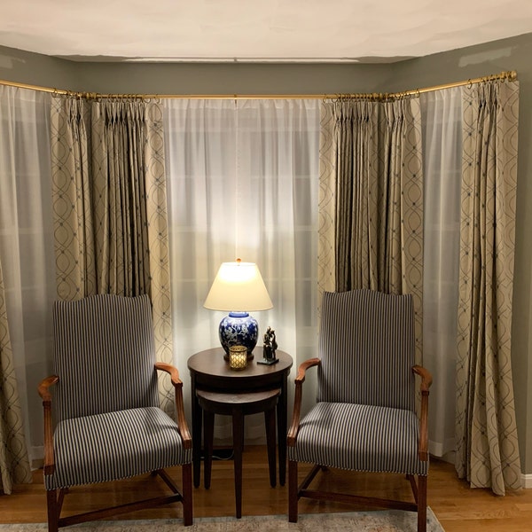 Guinevere Robins, Blue Floral Print | Lined Custom Drapes or Curtains ...