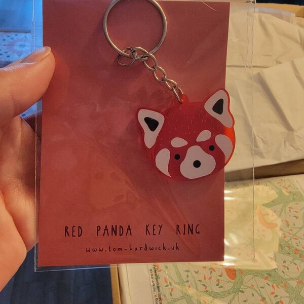 Red Panda Keyring - Frosted Red Animal Keychain, Cute Jungle Animal ...