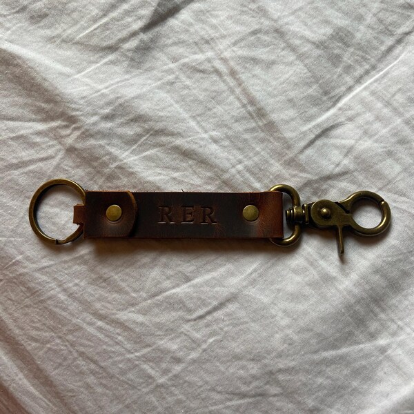 Personalized Leather Keychain, Customized Keyfob, Leather Keychain With ...