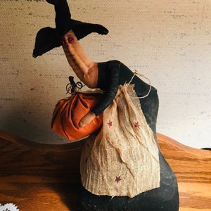 Primitive Pumpkin Picking Witch - Etsy