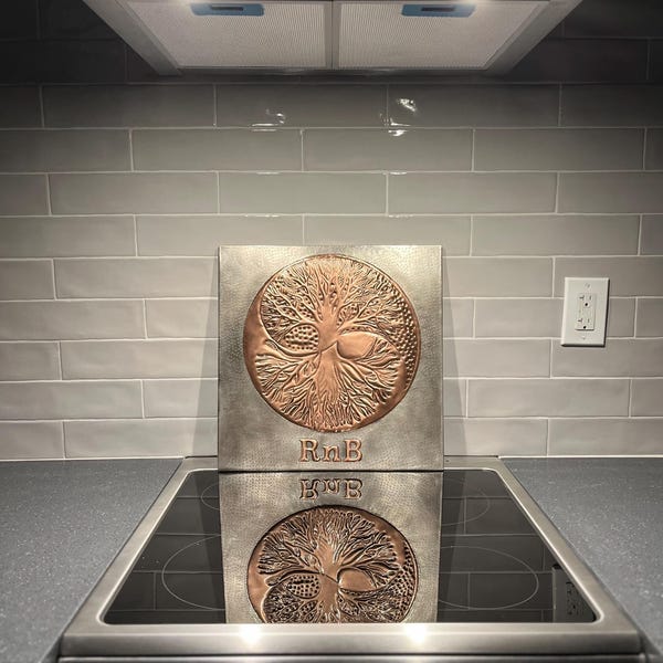 Tree of Wisdom Copper Mural for Kitchen Backsplash, Indoor & Outdoor ...