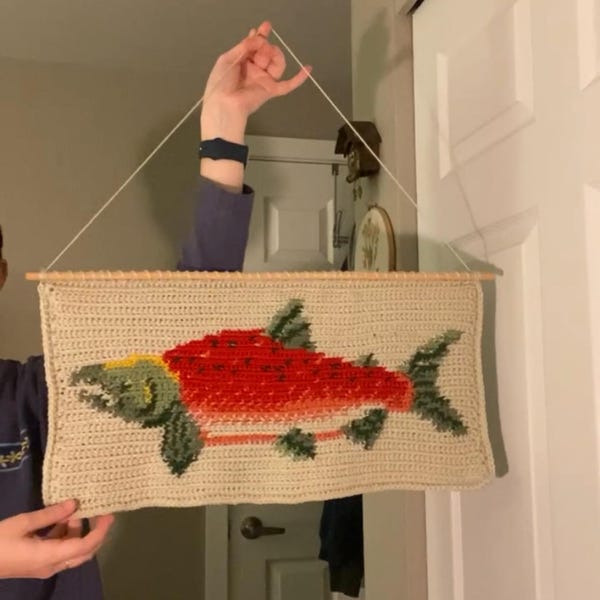 Salmon Run Crochet Wall Hanging Pattern PDF || Tapestry Crochet Pattern ...