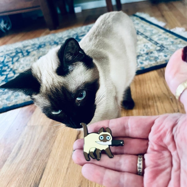 Siamese Knifecat Enamel Pin - Etsy