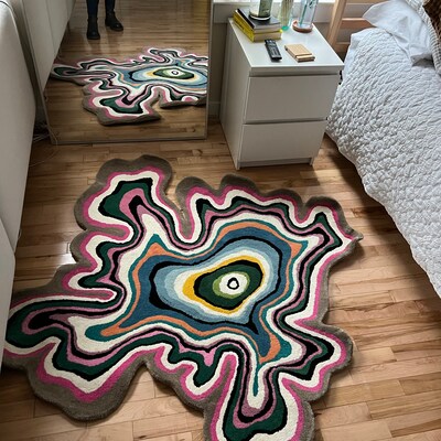 Irregular Rug / Modern Abstract Shaped Area Rug for Living Room / Hand ...