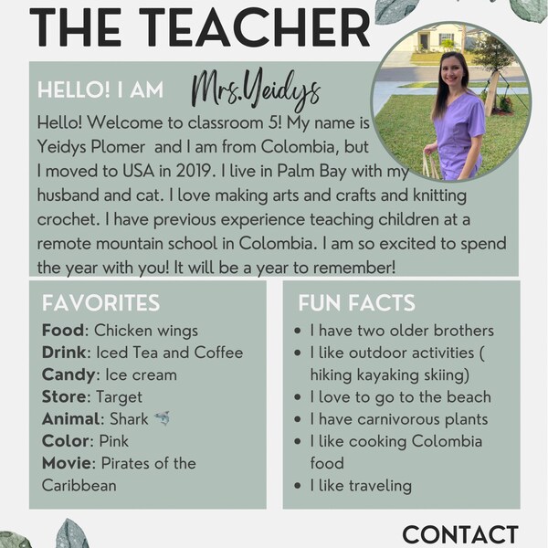 Meet the Teacher Classroom Printable Template, Teacher Introduction ...