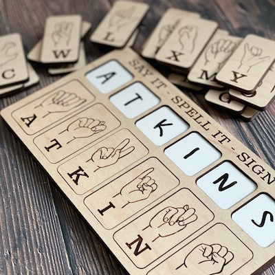 ASL Alphabet Say It Spell It Sign It Board SVG Digital Cut File - Etsy