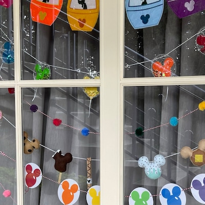 Disney Rainbow Garland, Pastel Mickey Garland, Disney Banner, Colorful ...