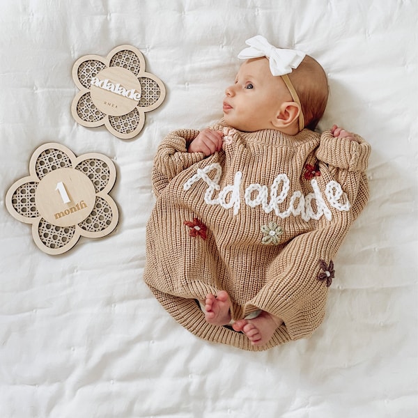 Custom Embroidered Baby Sweater - Embroidered Toddler Sweater - Chunky ...