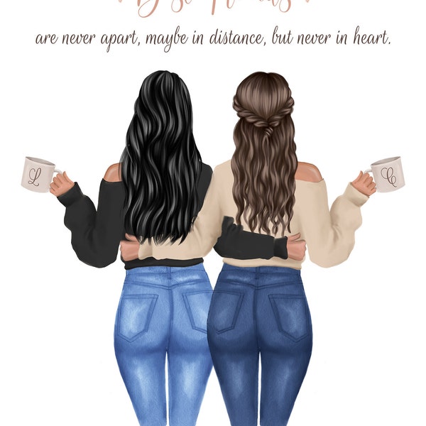 Best Friend Personalized Print, Bestie Printable Art, Best Friends Gift ...