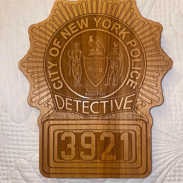 Personalized Wooden New York City Police Shield or Shoulder Patch ...
