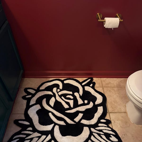 Handmade Tufted - Black & White Melted Rug- - Etsy