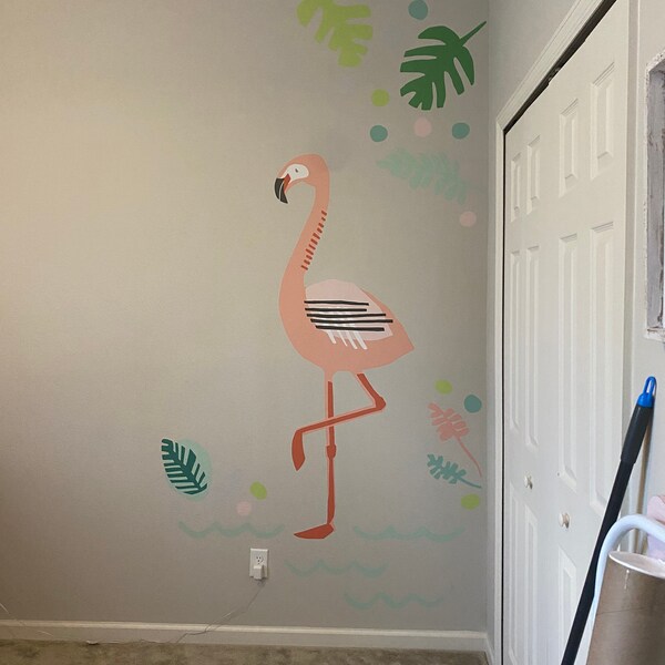 Big Flamingo - Fabric Wall Decal - Tropical - Mej Mej - Etsy