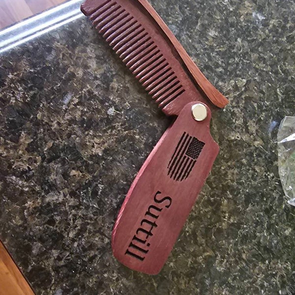 Custom Engraved Beard Comb, Personalized Wooden Comb, Groomsmen Gift ...