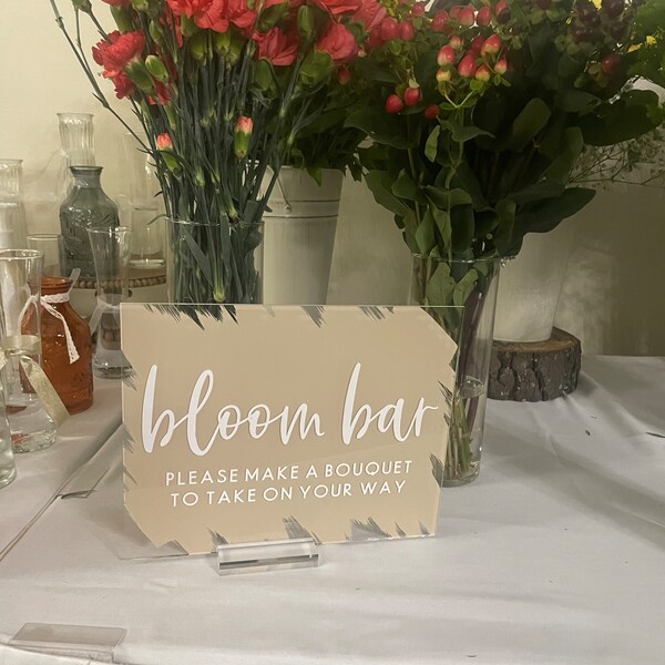 Flower Bar Sign | Bloom Bar Acrylic Sign | Bouquet Bar Tabletop Sign ...