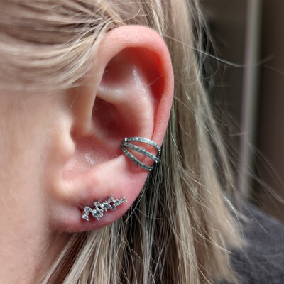 Sterling Silver Cluster Ear Climbers Cluster Earrings Unique Ear ...