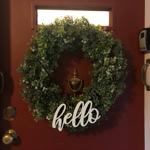 Wooden Hello Sign, Hello Wreath Sign, Wood Word Cutouts, DIY Hello Sign ...
