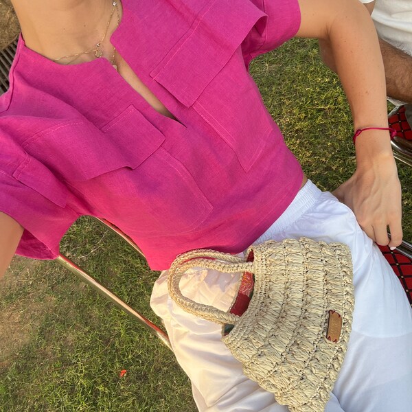 Purple Simi Linen Cargo Women's Clothing - Etsy