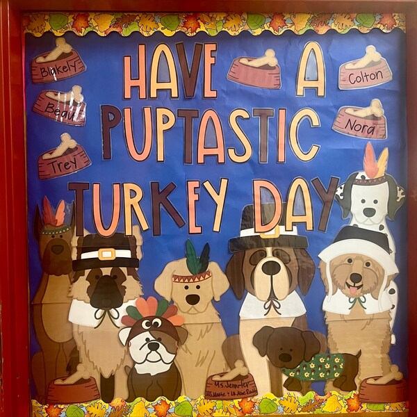 Thankful Pups - Fall - Thanksgiving - November Bulletin Board Kit - Etsy
