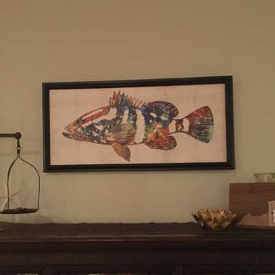 Cute Puffer Fish Art Print From Painting Puffy Tropical Fun Blue Yellow ...