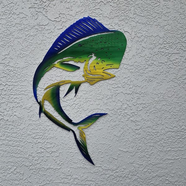 Mahi Mahi Metal Wall Art: Nautical Ocean Theme, 25" Fish Sign - Etsy