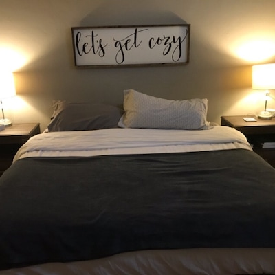 Lets Get Cozy Sign Framed Wood Sign Rustic Wall Decor Framed Sign ...