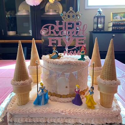 Princess Cake Topper, ANY COLORS, 5th Birthday, Fifth Birthday, Girls ...