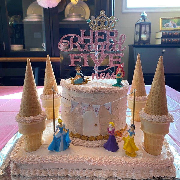 Princess Cake Topper, ANY COLORS, 5th Birthday, Fifth Birthday, Girls ...