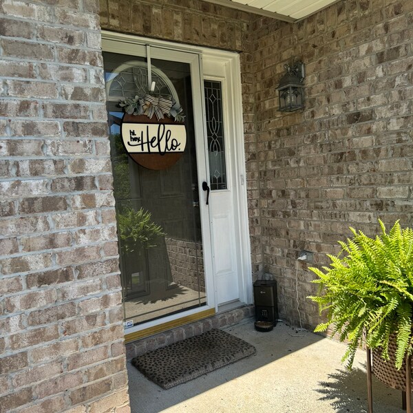 Hi Hey Hello Front Door Hanger Wreath, Wooden Housewarming Gift for New ...