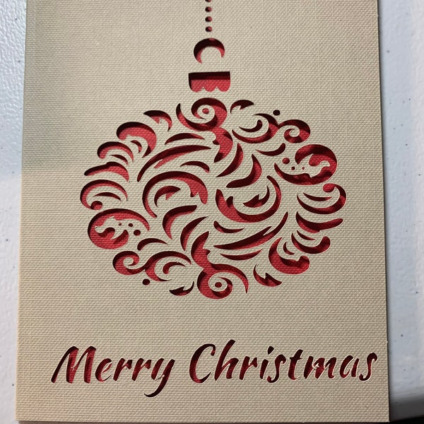 Merry Christmas Card Cut Template 5x7 + A7 Envelope Classic Lettering ...
