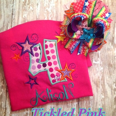 Star Number Four 4th Birthday Applique Machine Embroidery Design 4 ...