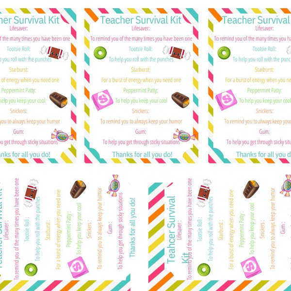 Editable Staff Survival Kit Tag, Staff Appreciation, Printable, Candy ...